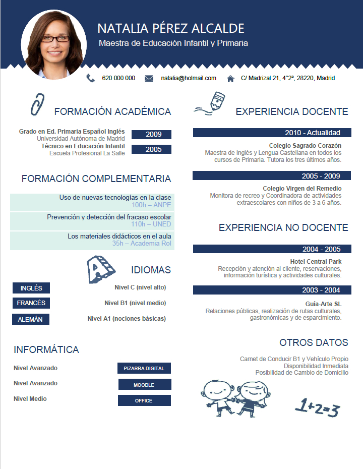 Elaboración del curriculum de profesores. Plantillas de CV para enviar ...