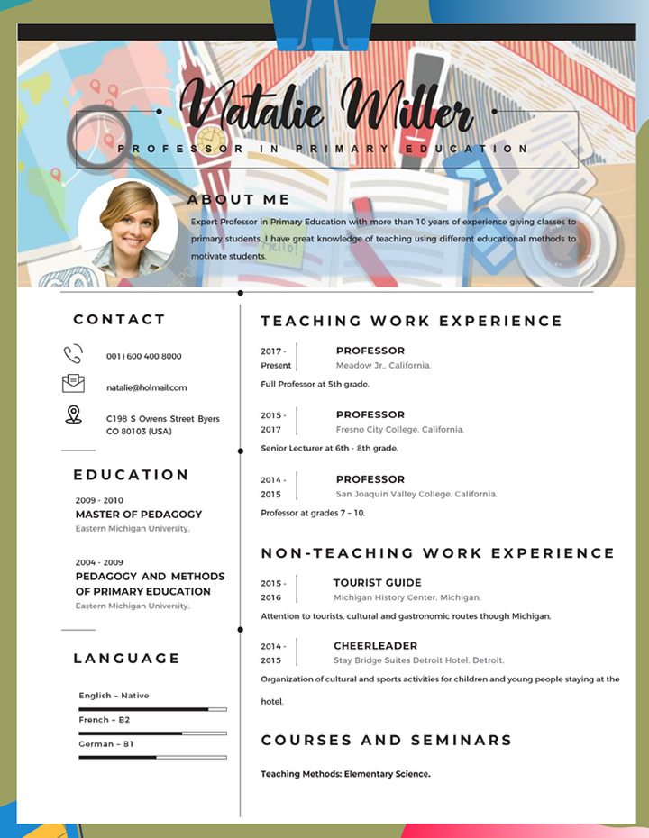 Teacher resume examples | education resume for teaching job